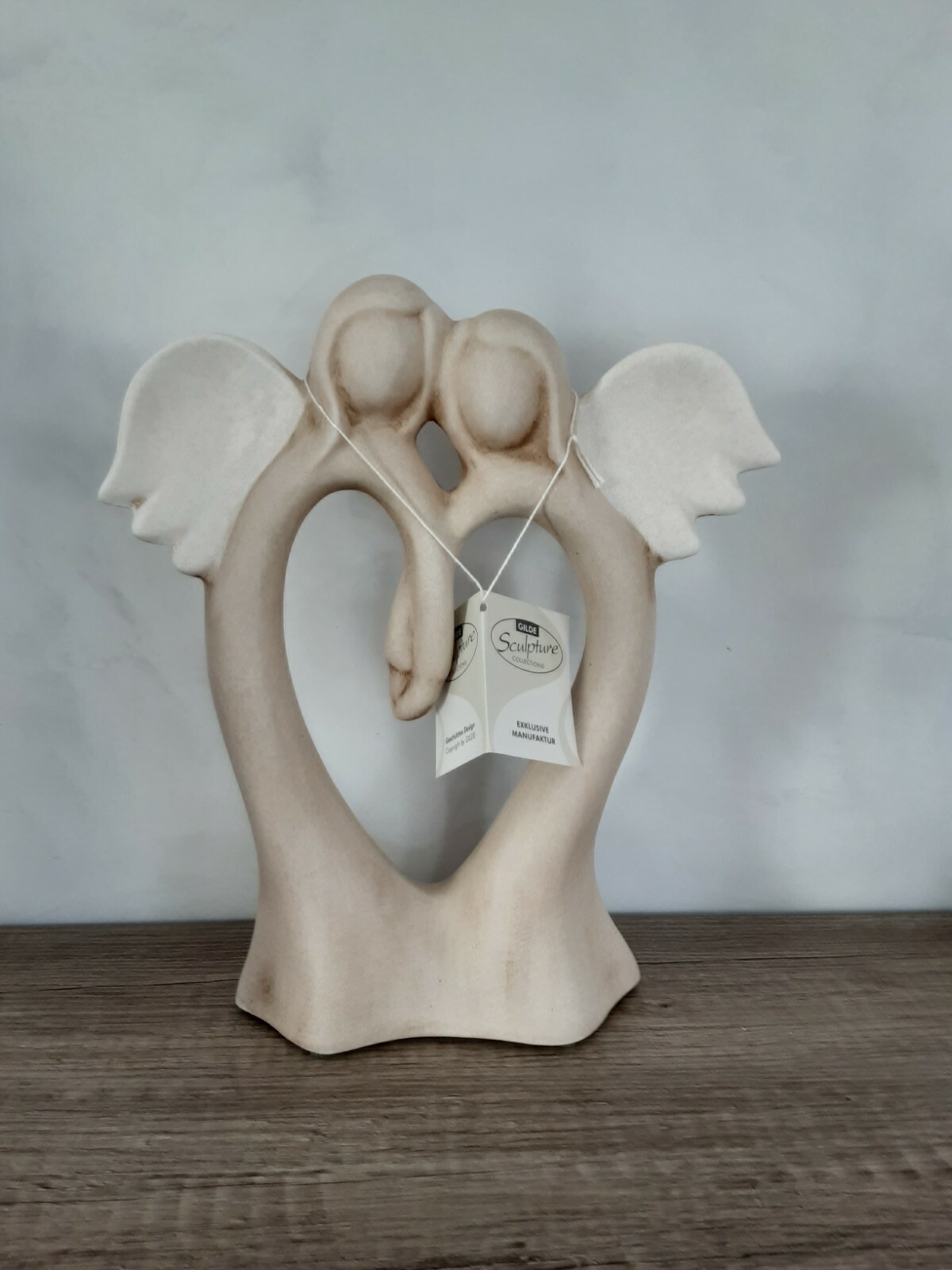 Gilde Sculpture Engel Doppelengel creme mit hellen Flügel mit ...