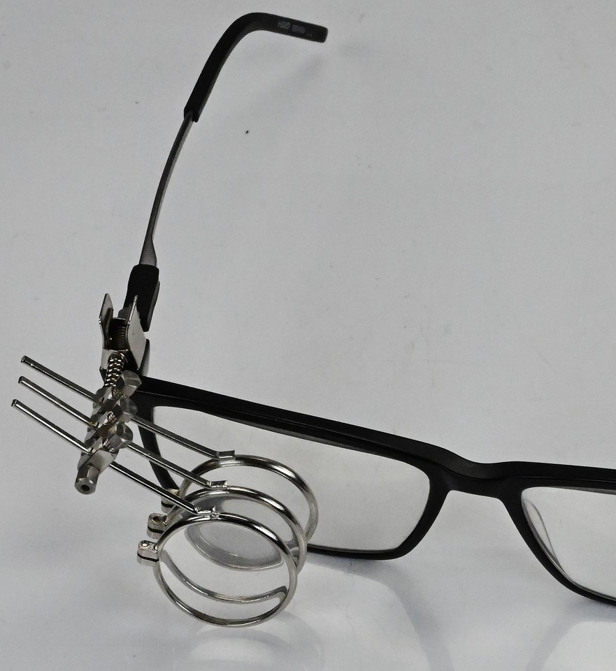 Loupe Glasses Clip On Triple Lens 3.3x Magnifier Eyeglass Jewellers ...