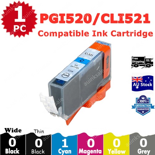 1X Compatible Ink CLI-521 Cyan For Canon PIXMA MP980 MP990 MP550 MP620 ...