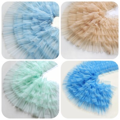 1M Mesh Frill Fabric Edging Layered Lace Trim Ruffle for Skirt Dress ...