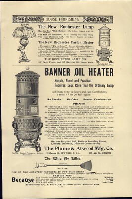 1895 PAPER AD Antique Vintage The New Rochester Parlor Oil Lamp Fly ...