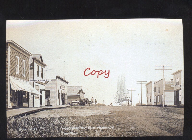 REAL PHOTO ALIX ALBERTA CANADA DOWNTOWN MAIN STREET SCENE POSTCARD COPY ...