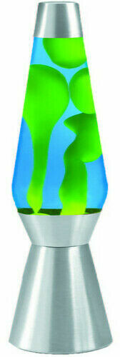 Lava Lite 27 inch Large Silver Base Yellow Wax Blue Liquid Lava Lamp ...