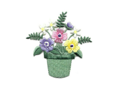 Flowers - Flower Pot - Gardening - Embroidered Iron On Applique Patch ...