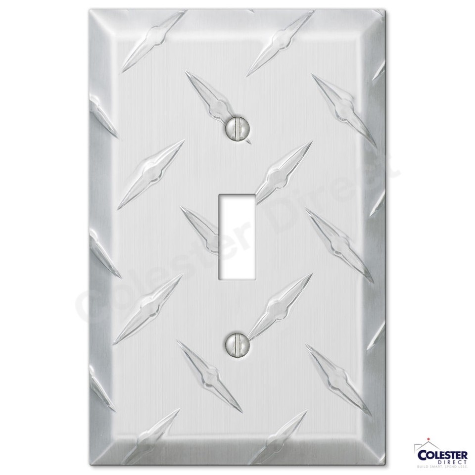 Diamond Plate Aluminum Wall Switch Plate Outlet Cover Toggle Rocker GFI ...