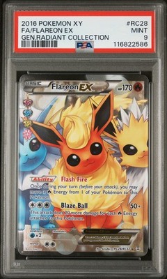 2016 POKEMON XY GENERATIONS RADIANT COLL #RC28 FULL ART/FLAREON EX PSA ...