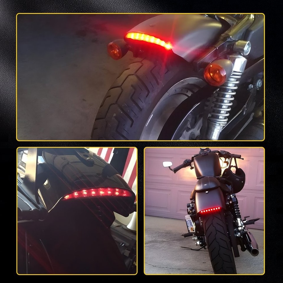 Motorcycle LED Turn Signal Light Running Rear Red Fender Amber Lamp*1 ...