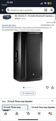 JBL SRX835P 15" Three-Way Bass Reflex Self-Powered System - Black ...