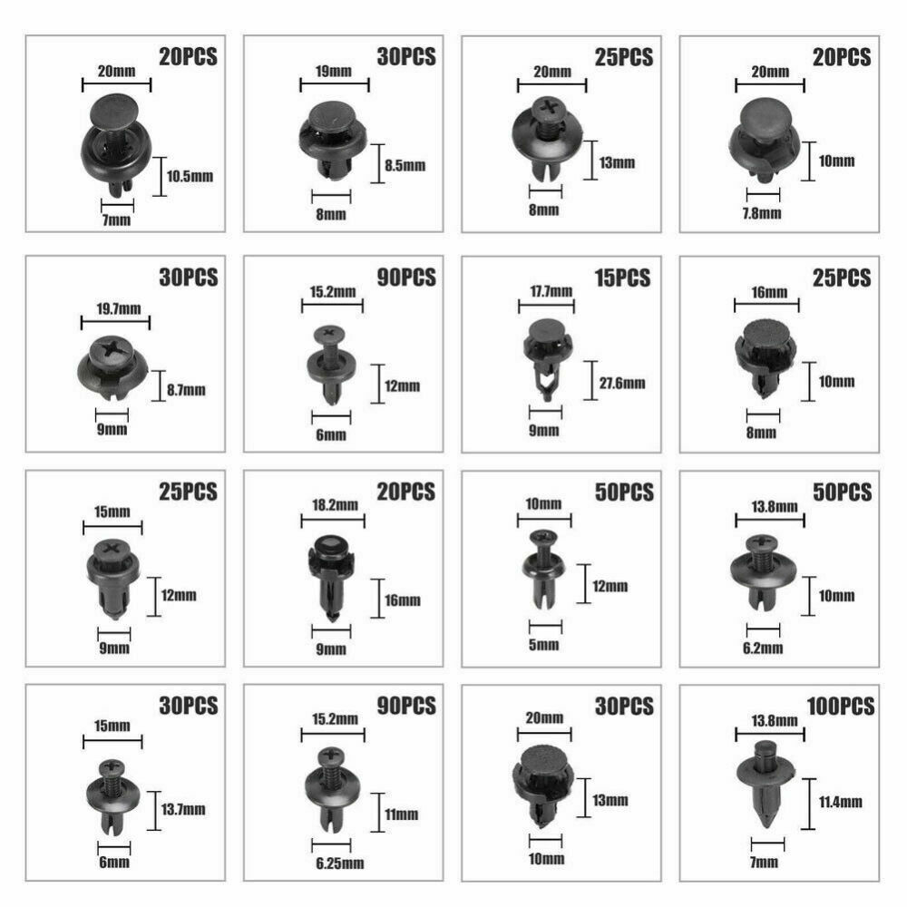651x Car Body Trim Clips Plastic Push Pin Rivet Bumper Panel Fasteners ...