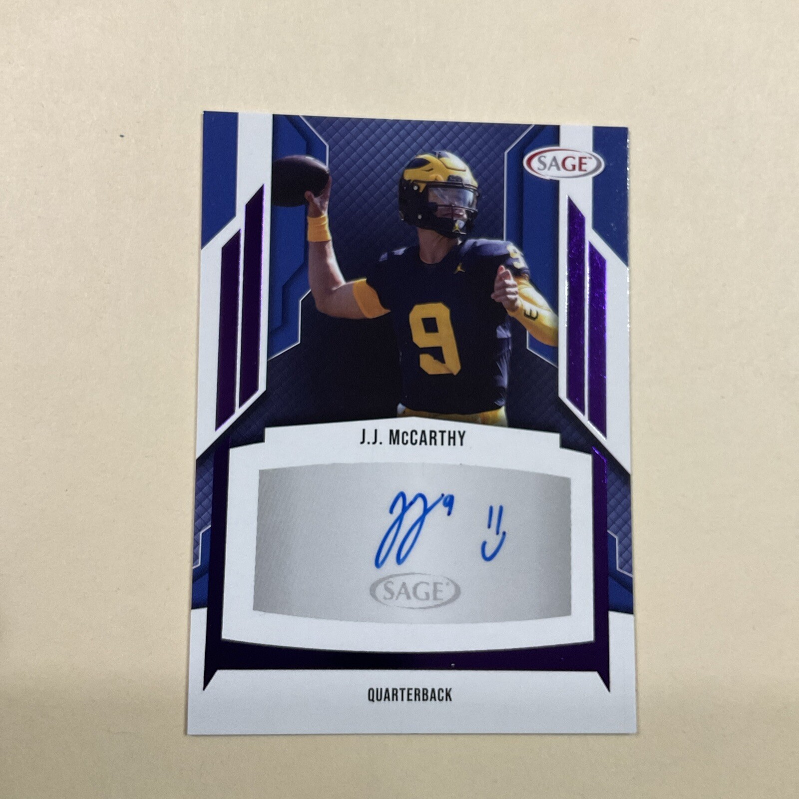 2024 Sage Football Auto J.J. McCarthy #A-JJM Minnesota Vikings purple ...