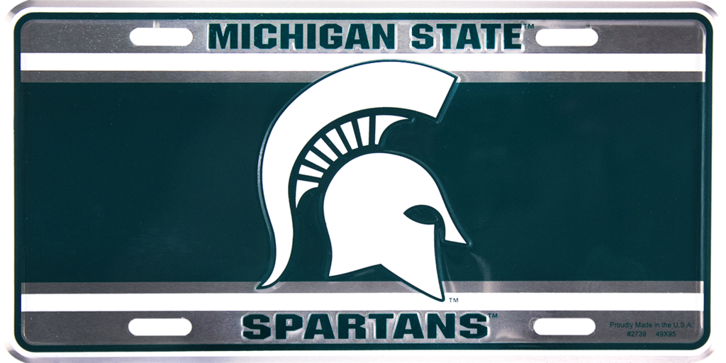 Michigan State Spartans Green Embossed Metal License Plate (LICENSED ...