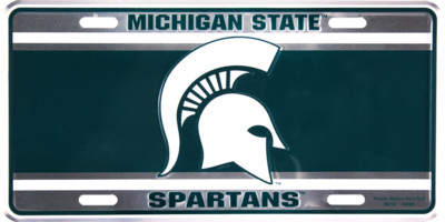 Michigan State Spartans Green Embossed Metal License Plate (LICENSED ...