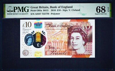 Great Britain Bank of England 10 Pounds 2016 PMG P-395a Queen Elizabeth ...