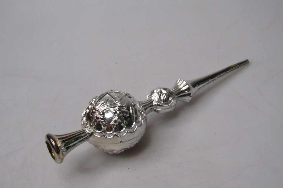 Vintage Hard Plastic 8" Embossed Silver TREE TOPPER Christmas Ornament ...