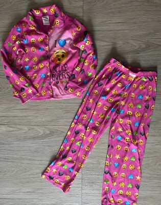 EMOJI SMILEY PAJAMAS BRIGHT PINK SIZE 8 GIRLS I LOVE SLEEPOVERS | eBay