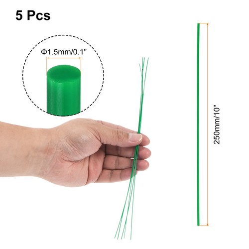 5 Pcs Green Plastic Rods 1.5 x 250mm ABS Round Stick Solid Bar DIY ...