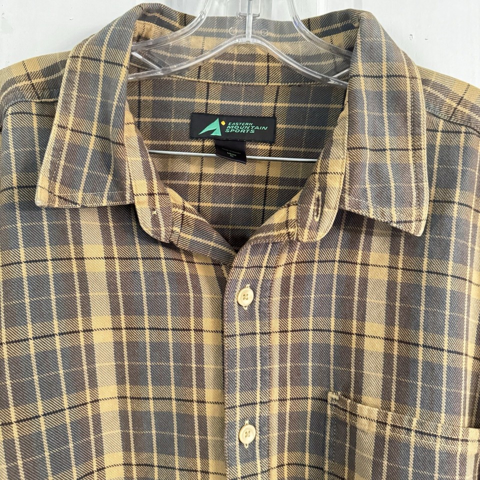 Eastern Mountain Sports Men’s Sz XL Brown Plaid Button-Up Heavy Shirt ...