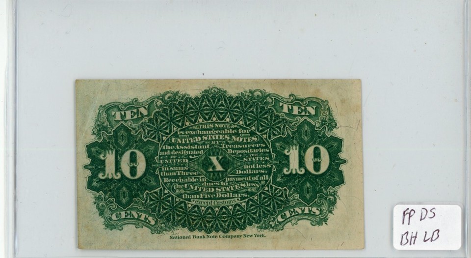 1863 10C Ten Cent Fractional Currency Bank Note in Choice AU+ Condition ...