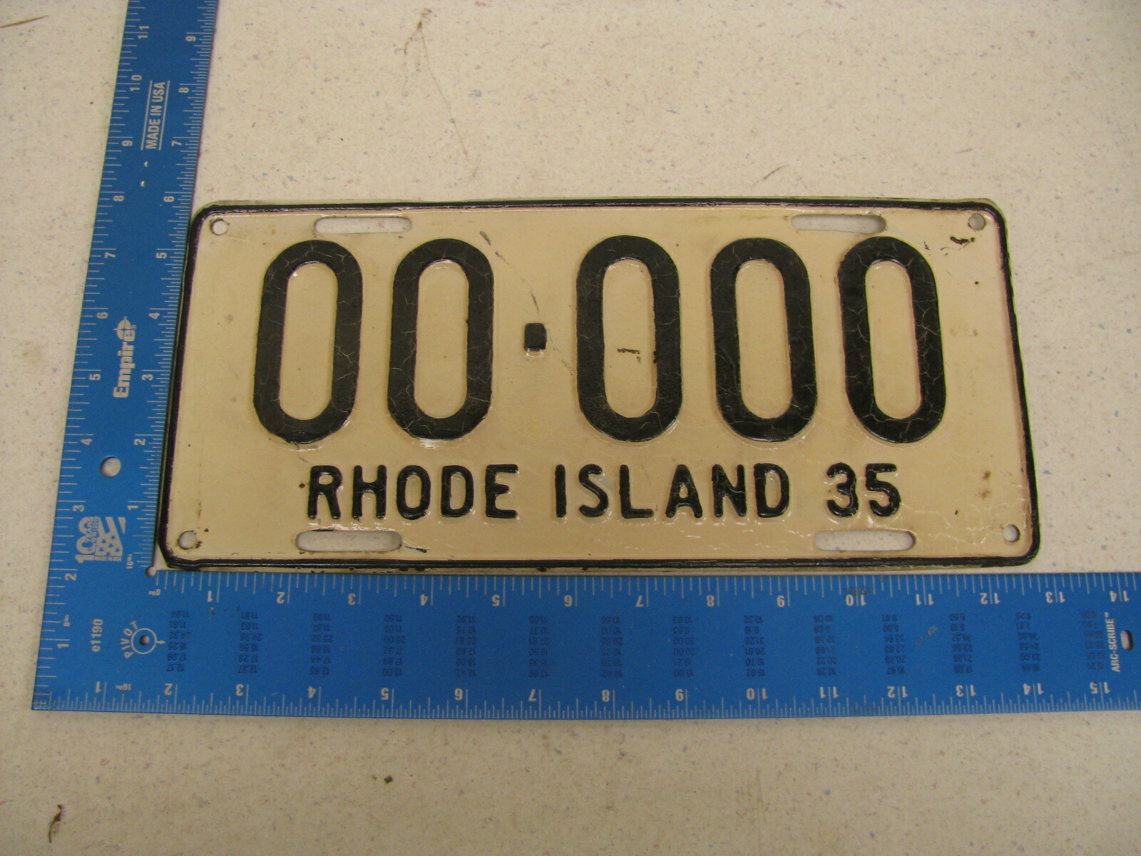 Rhode Island License Plate 1935 35 Tag Sample 00000 00 000 (KC) | eBay