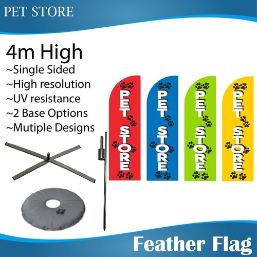 4m Outdoor PET STORE Flag Banner Feather Flag with Base | eBay Australia