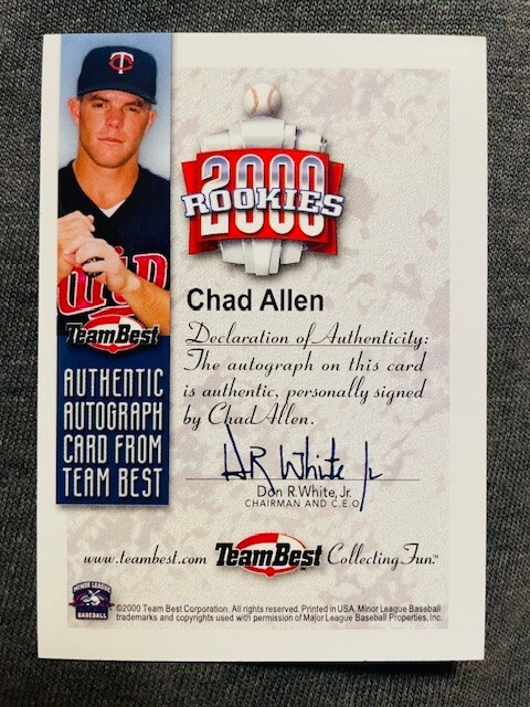 2000 Team Best Rookies Chad Allen Auto Autograph Card | eBay