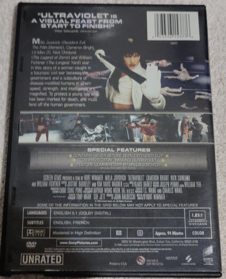 Ultraviolet * DVD * Unrated Extended Cut * Widescreen movie | eBay