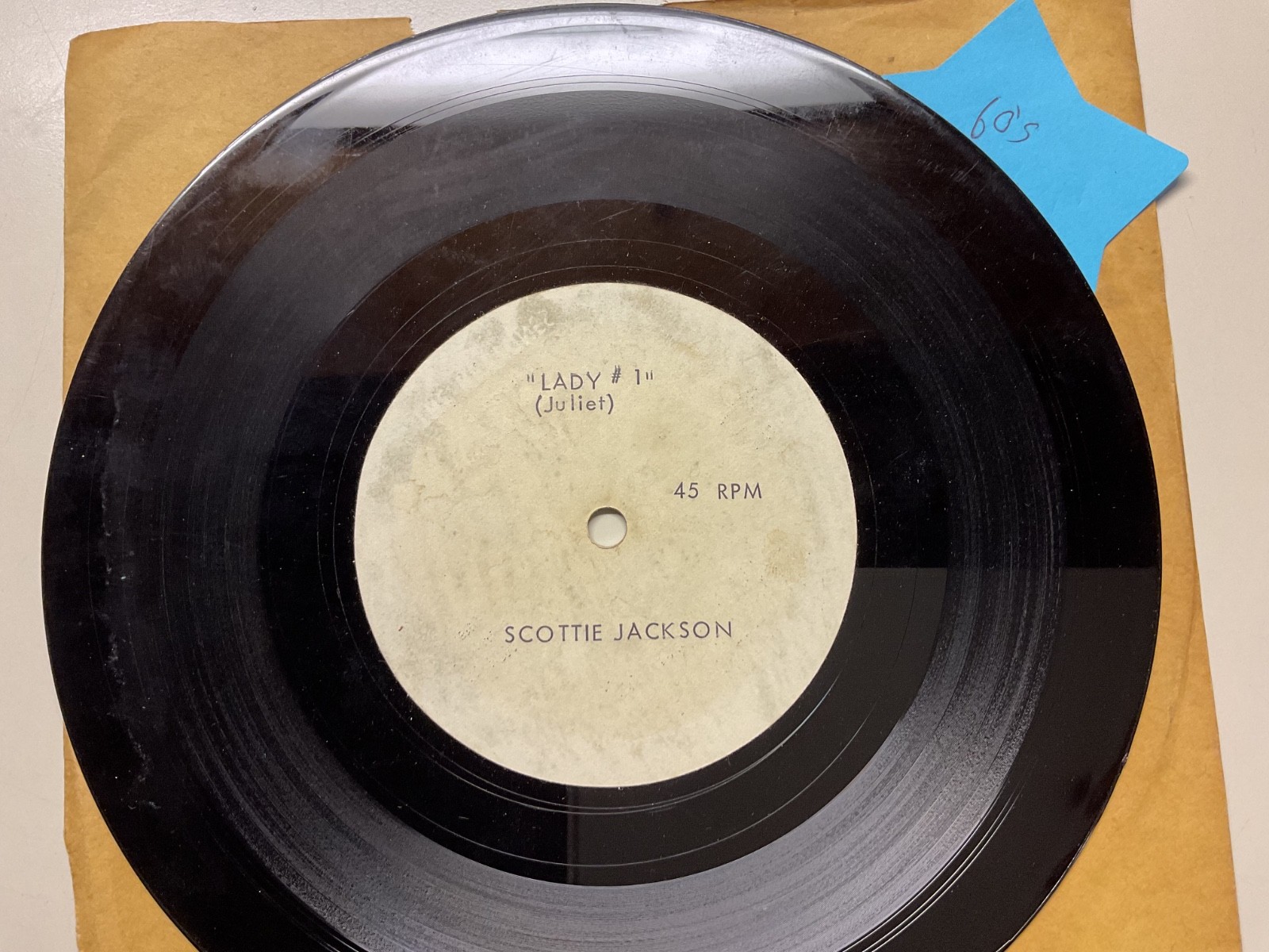 SCOTTIE JACKSON 8” ACETATE unreleased song Lady #1 (Juliet) RARE! TEEN ...