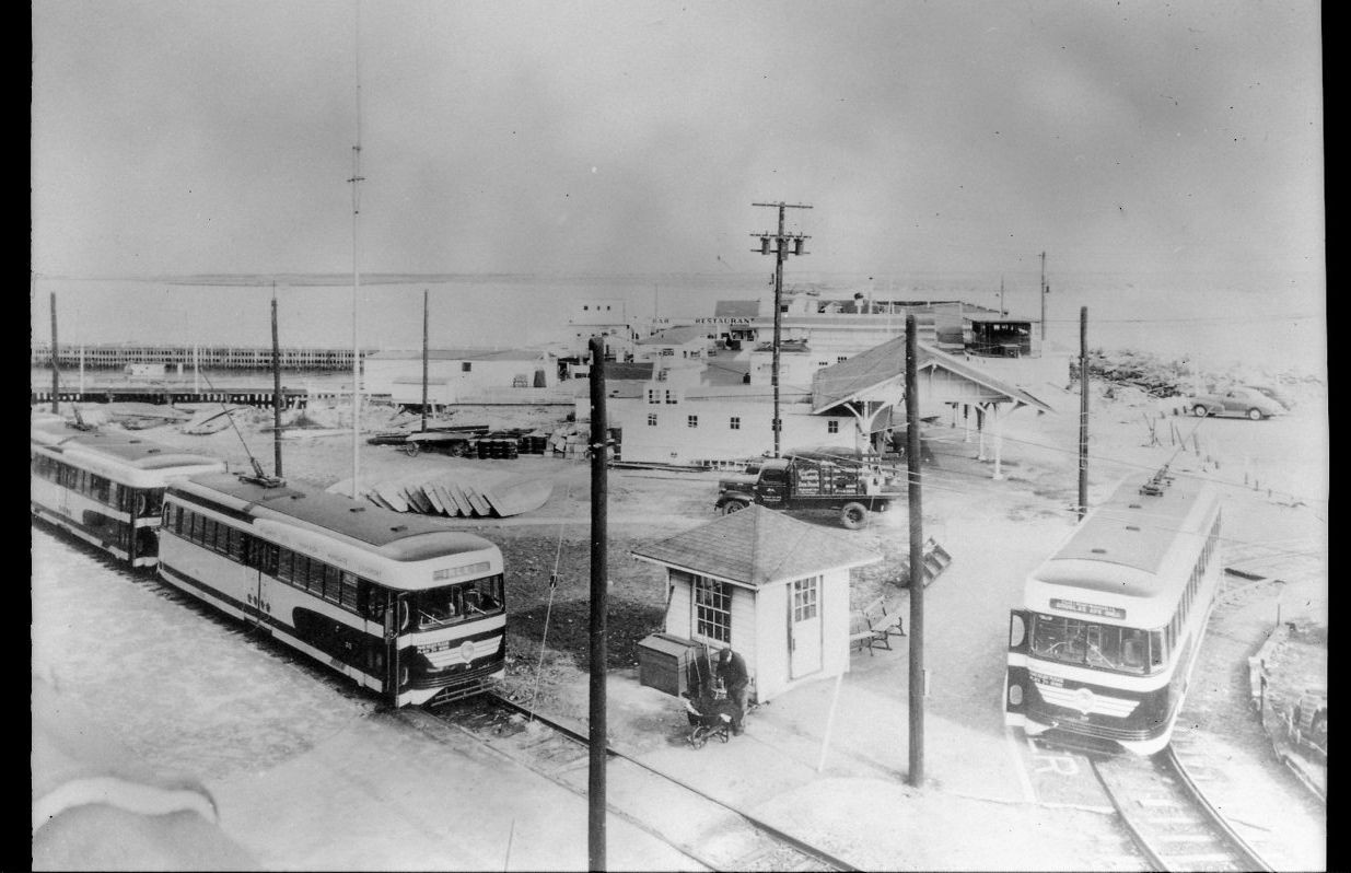 25E018 2NDGEN POOR NEG ATLANTIC CITY & SHORE RAILROAD AERIAL VIEW ...