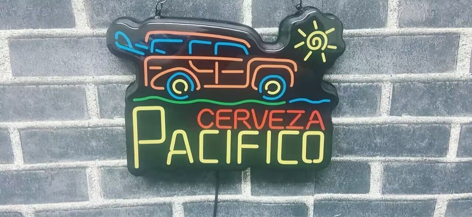 10" Vivid LED Cerveza Pacifico Woody Beer Neon Lamp Sign Light Bar Wall ...