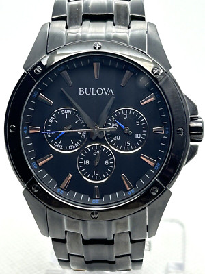 Bulova 98C121 Multifunction Classic Men's Watch All Black Stainless ...