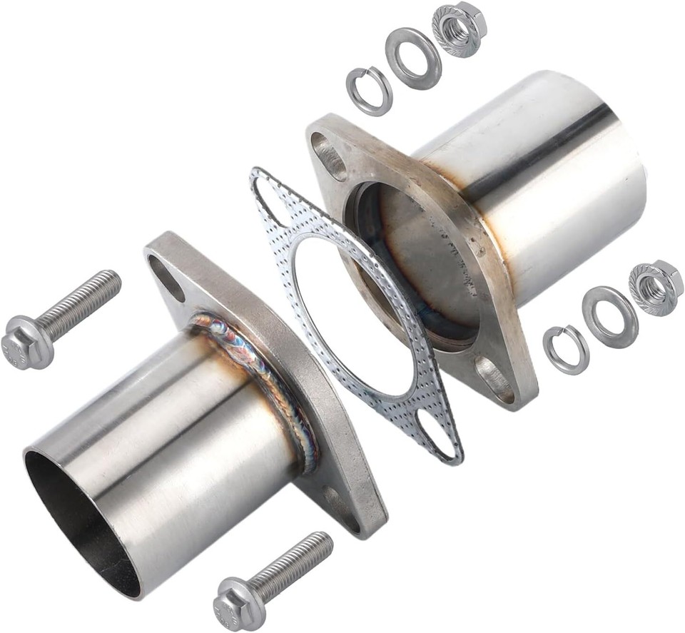 2 BOLTS 3" OD Universal Quick Fix Exhaust Triangle Flange Repair Pipe ...