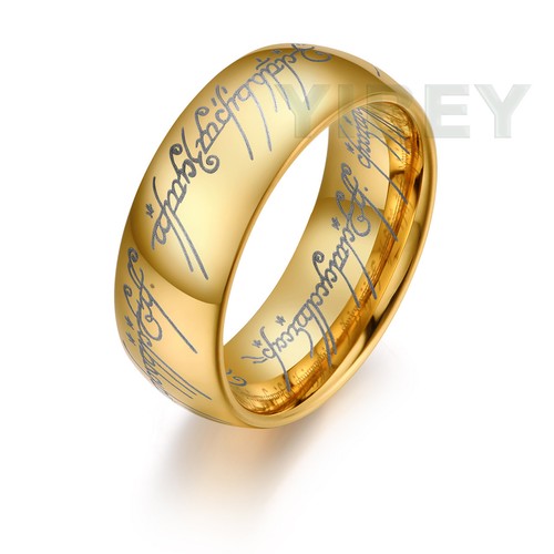 Tungsten The One Ring LORT 18K Gold Lord of the Rings Bilbo Hobbit ...