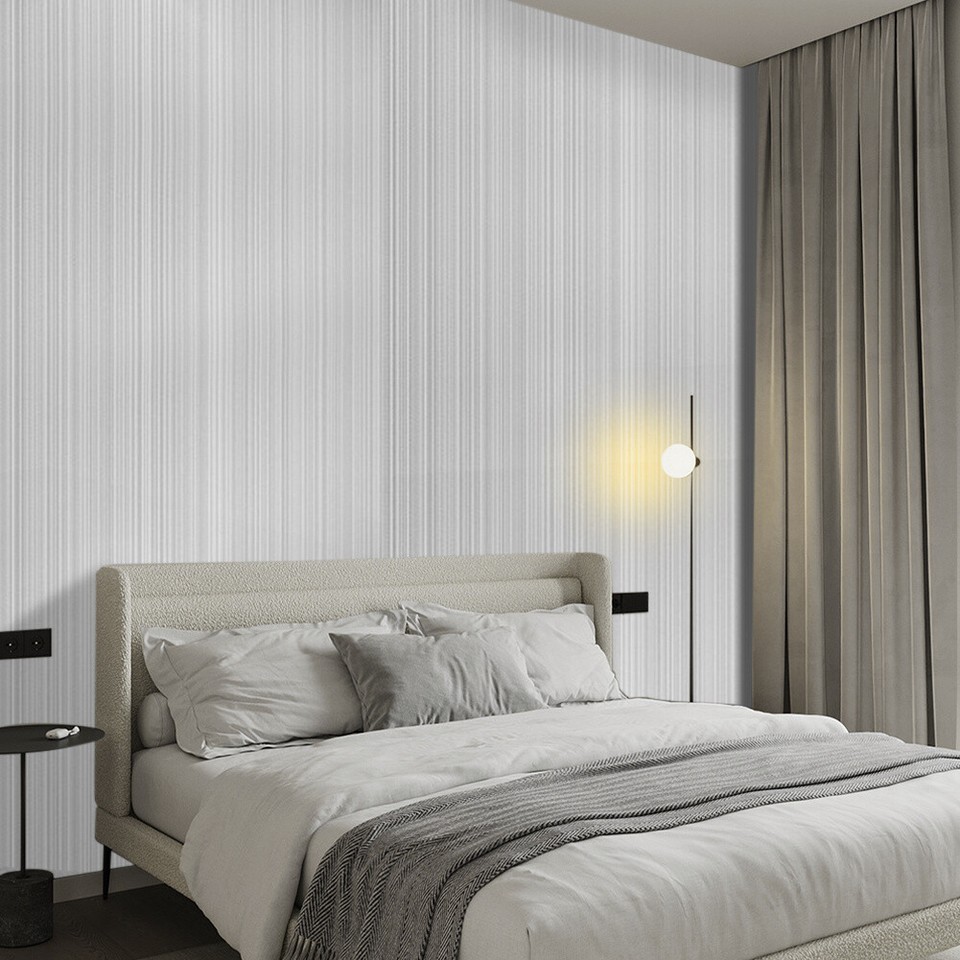 Plain Stripe Pattern Non-Woven 3D Wallpaper Bedroom Living Room ...