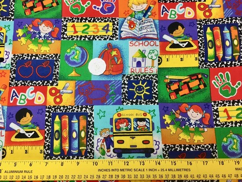 School Days Study Patchwork Kinder Kids Quilting Cotton Fabric ...