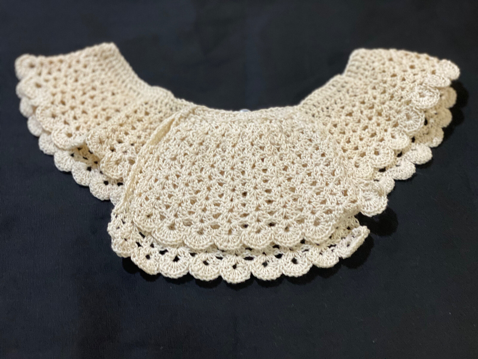 Vintage Crocheted RBG Style EMBROIDERED Dress COLLAR … - Gem