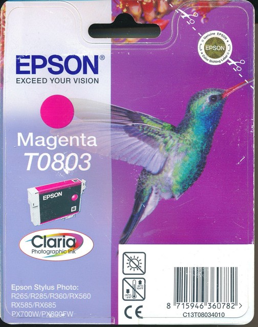 Genuine Original Epson T0803 Magenta Ink Cartridge C13t08034010 for ...
