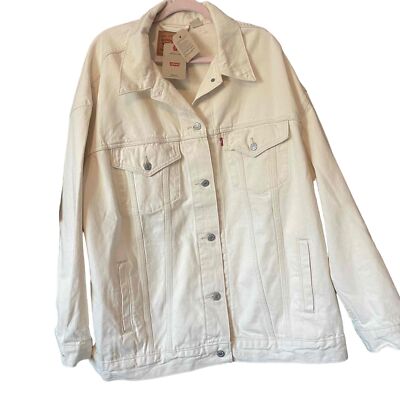 Levis Womens White Button Front Chest Pockets Trucker Jacket Size 3X | eBay
