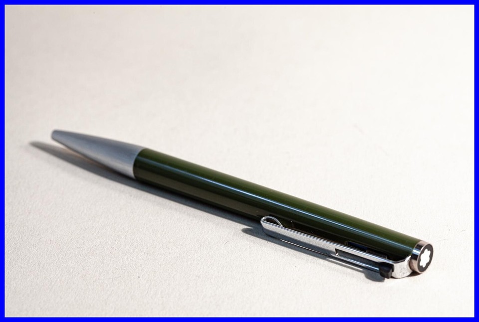 Montblanc Ballpoint Ball Pix Pen IN Olive Green & Steel With Blue Mine ...