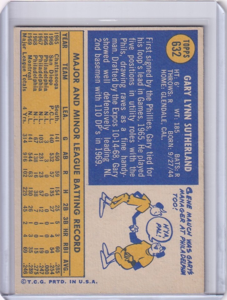 1970 Topps Baseball #632 Gary Sutherland - Montreal Expos | eBay