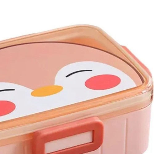 US (600ml Rectangular Pink) Lunch Box Cute Cartoon Portable 2 ...