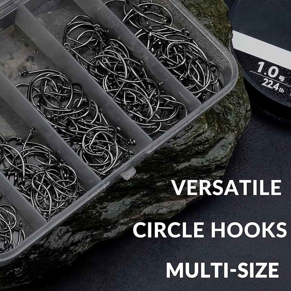 THKFISH 100PCS Fishing Hooks Circle Hooks Catfish Hooks Wide Gap Fish ...