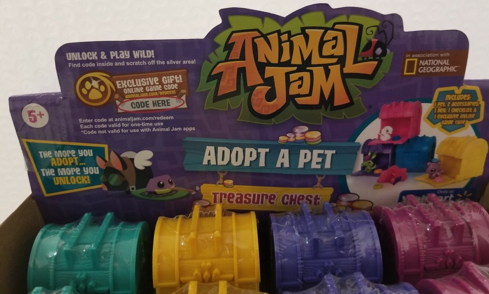 Animal Jam Adopt A Pet Treasure Chests Mystery Case 24CT Teal,Yellow ...