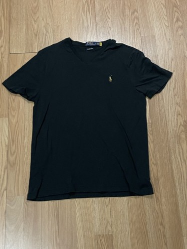 Polo Ralph Lauren Shirt Black Colorful Pony V Neck Slim Fit Mens Medium ...