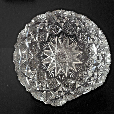 American Brilliant Cut Crystal Libbey FLORENCE Serving Bowl Rolled Rim ...