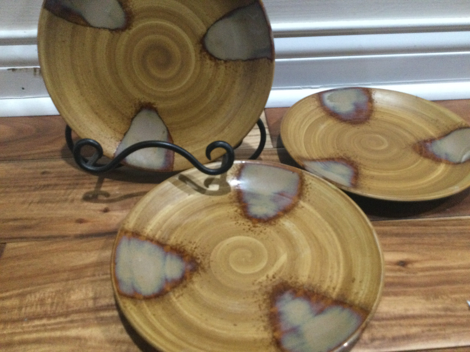 SANGO SPLASH Set 3 Salad PLATE 8'' 4951 China Dinnerware Brown Drip ...