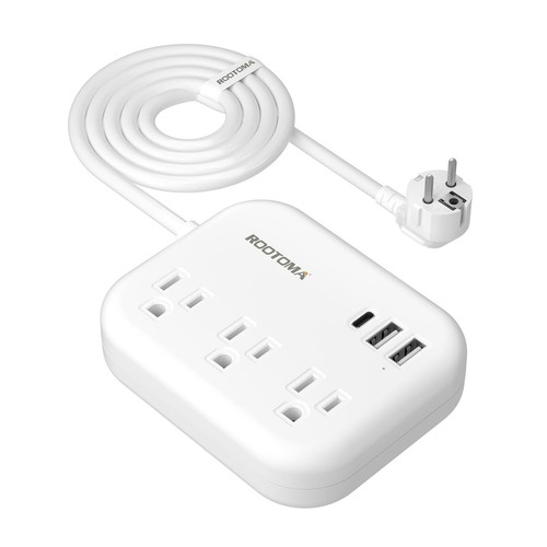 European Travel Plug Adapter with USB C, ROOTOMA Outlet Adapter US to ...