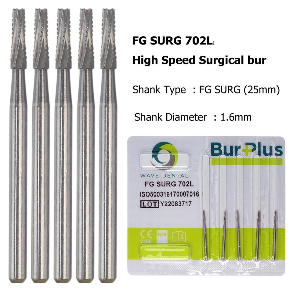 Wave Dental Surgical Bur Long 557L 702L 701 558 556 Carbide Burr 25mm ...