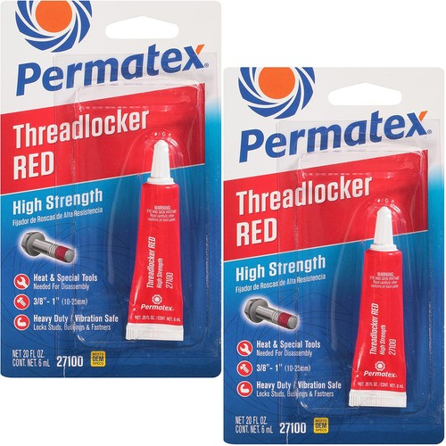 Permatex 27100 High-Strength Threadlocker Red Set 0.40oz (2x0.20oz Tube ...