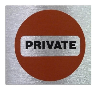 “PRIVATE SYMBOL” Information Sign High Quality Brushed Metallic Self ...