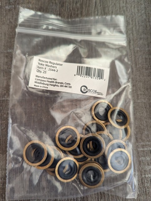 Brass-Viton Rubber Oxygen Regulator Yoke Washer from Roscoe 25-Pack ...